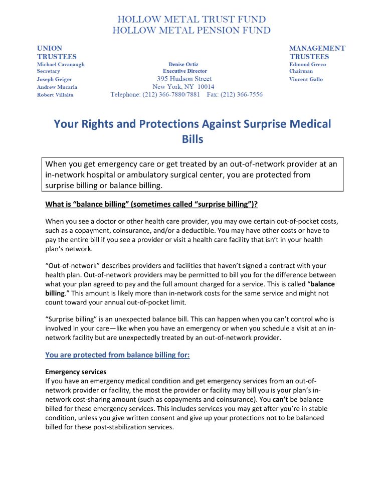 Surprise Billing Model Notice – Hollow Metals